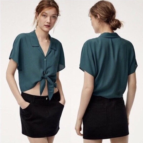 Wilfred | Tops | Aritzia Wilfred Free Huang The Tiefront Blouse In Dark ...
